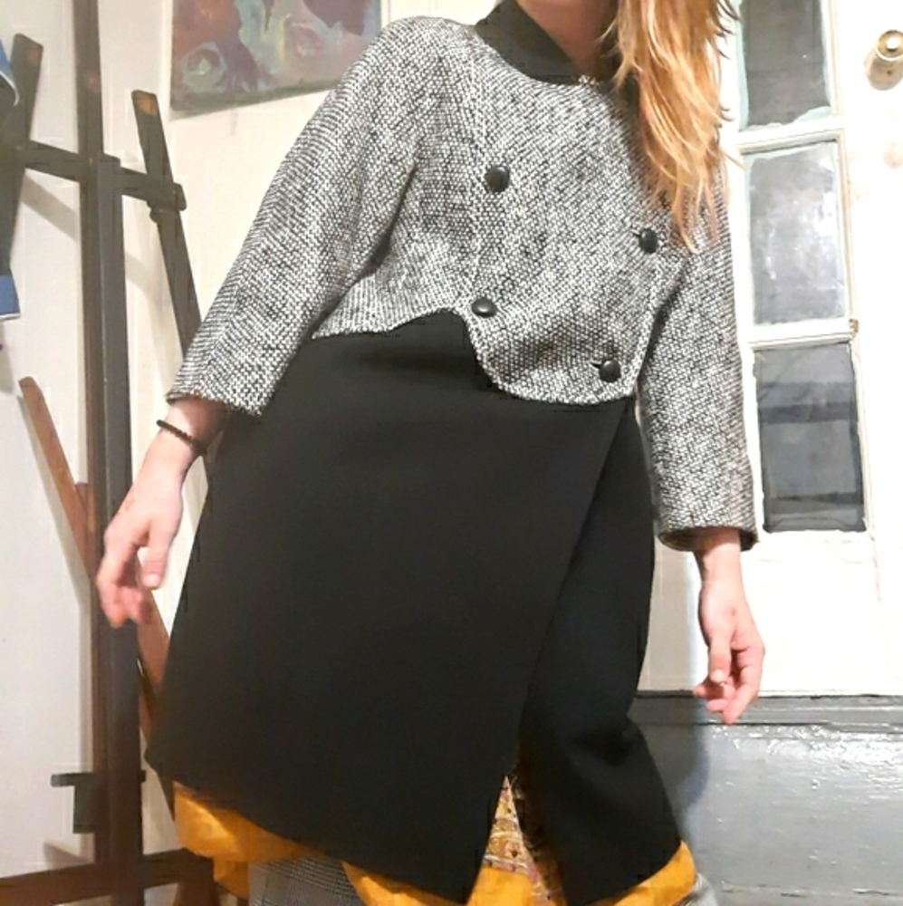 Mod 1960's Double Breasted Tweed Overcoat - Gem